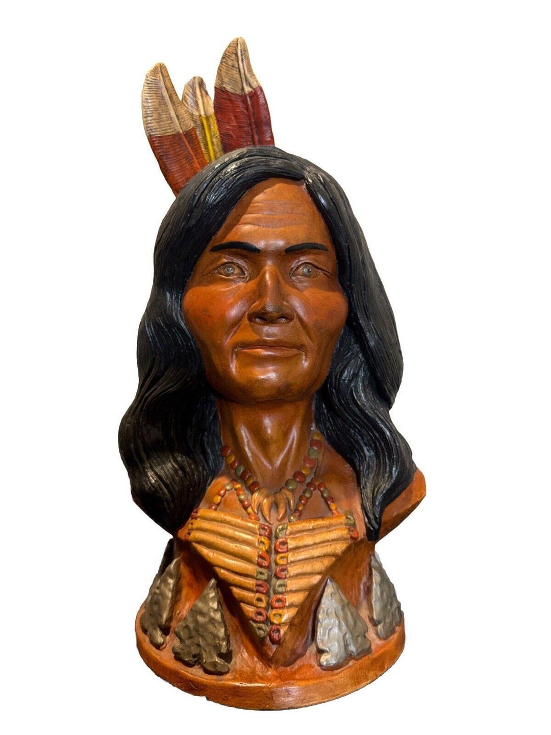 Vintage 1974 Dan Hughes Native American Indian #1693 Chalkware Head ...