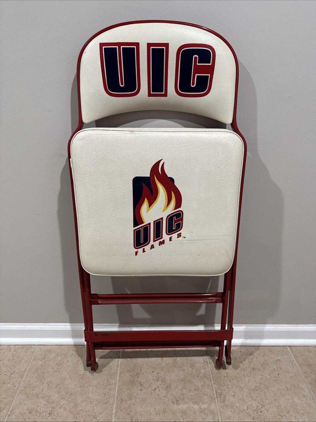 1990s Locker Room Folding Chair UIC Flames University Illinois Chicago ...