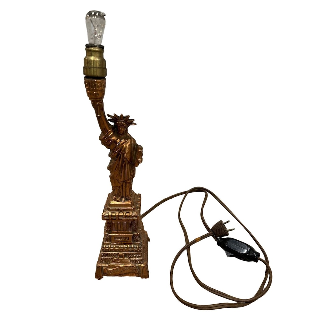 Vintage 1920s Copper Plated Statue of Liberty Table Lamp Made in USA ...