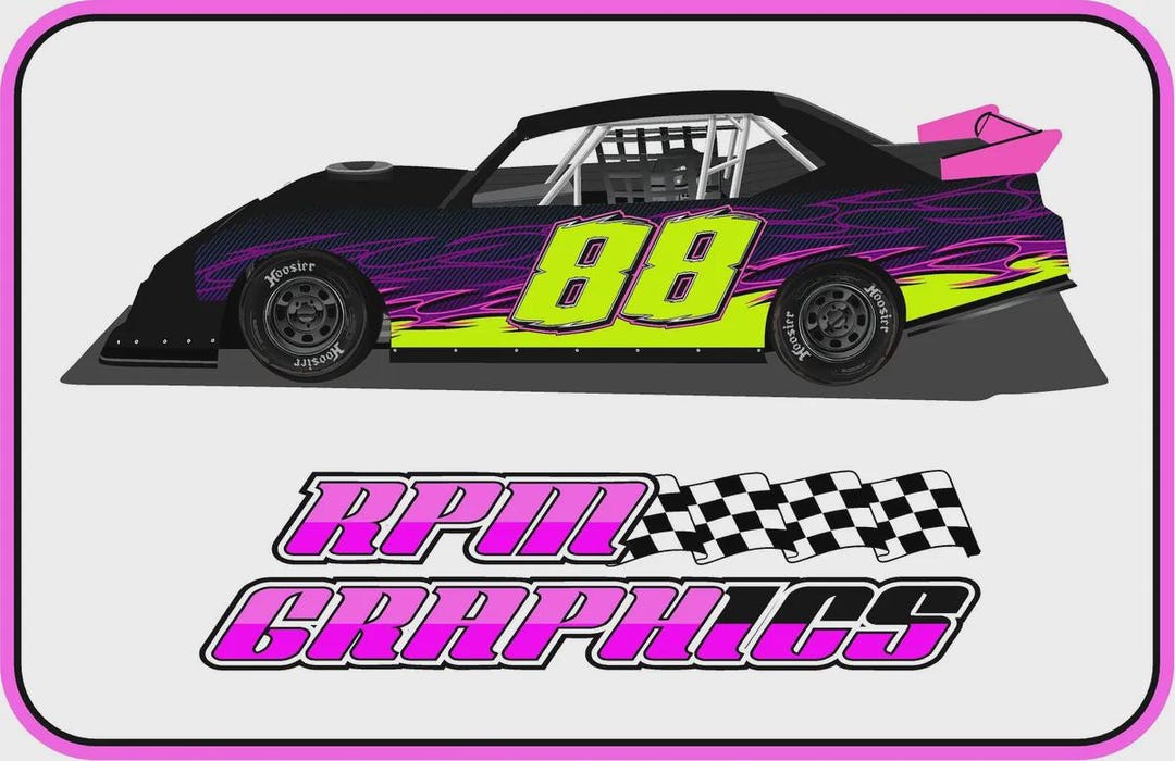 Race Car Wrap Graphic Vinyl Wrap Late Model Street Stock Dirt Imca Owm ...