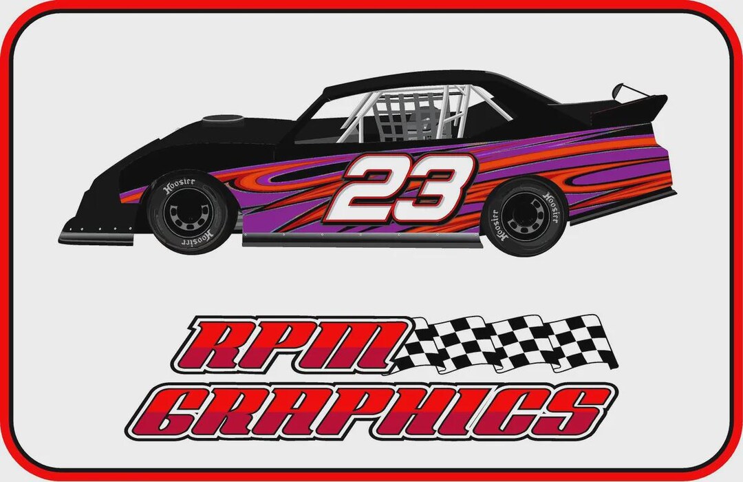 Race Car Wrap Graphic Vinyl Wrap Late Model Street Stock Dirt Imca Owm ...