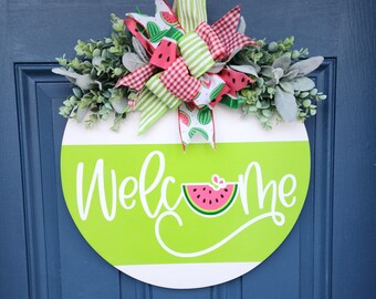 Watermelon Welcome Sign | Welcome Door Hanger | Summer Watermelon Sign ...