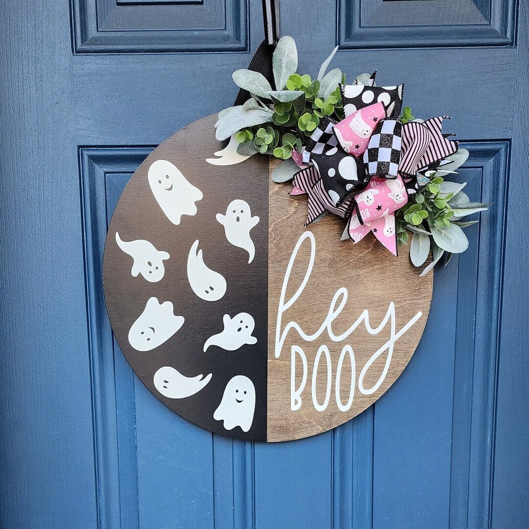 Hey Boo Door Hanger | Halloween Front Door Decor | Halloween Door ...