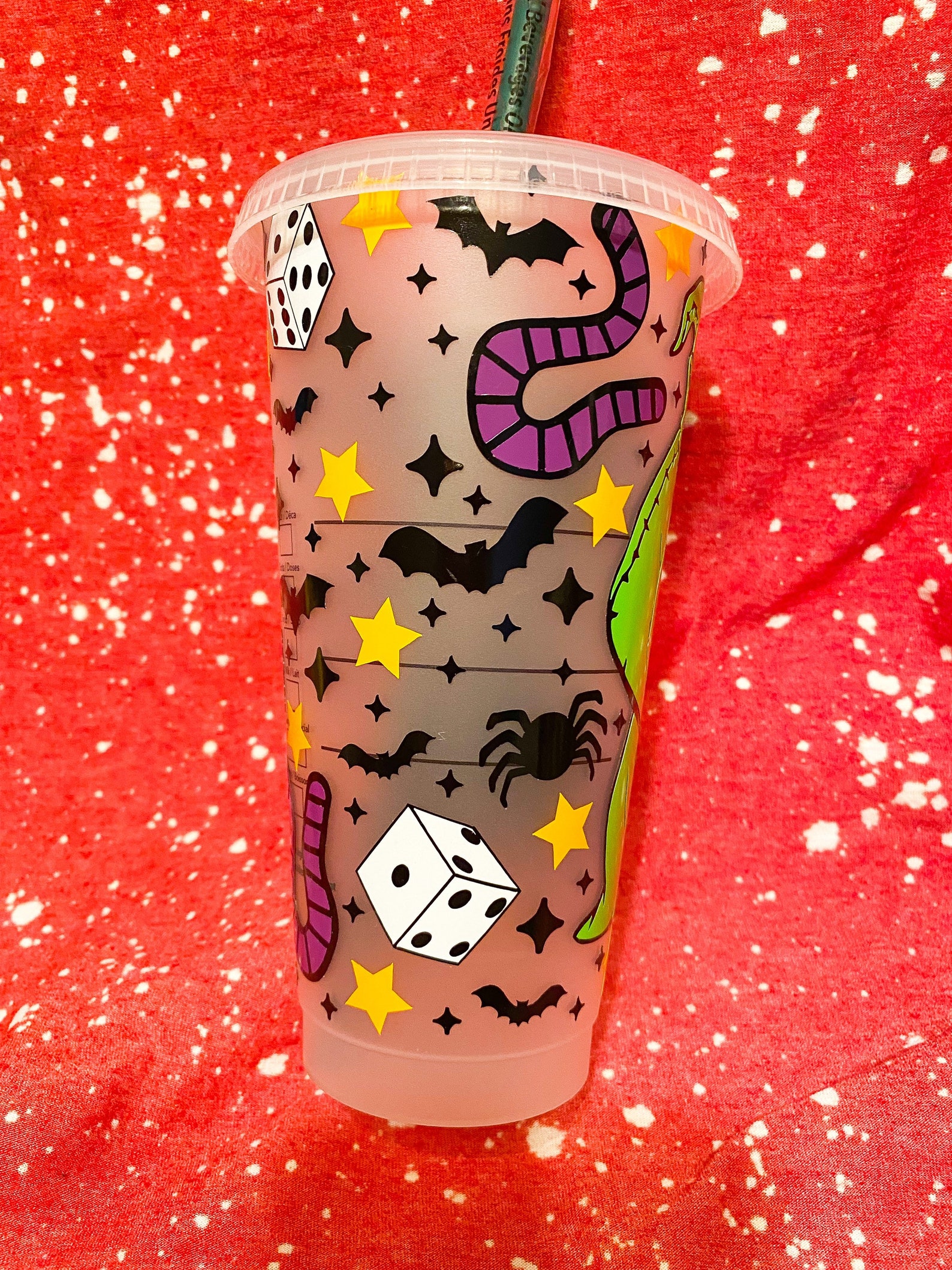 Green Oogie Boogie W/ Worms Spiders and Bats on a Starbucks - Etsy