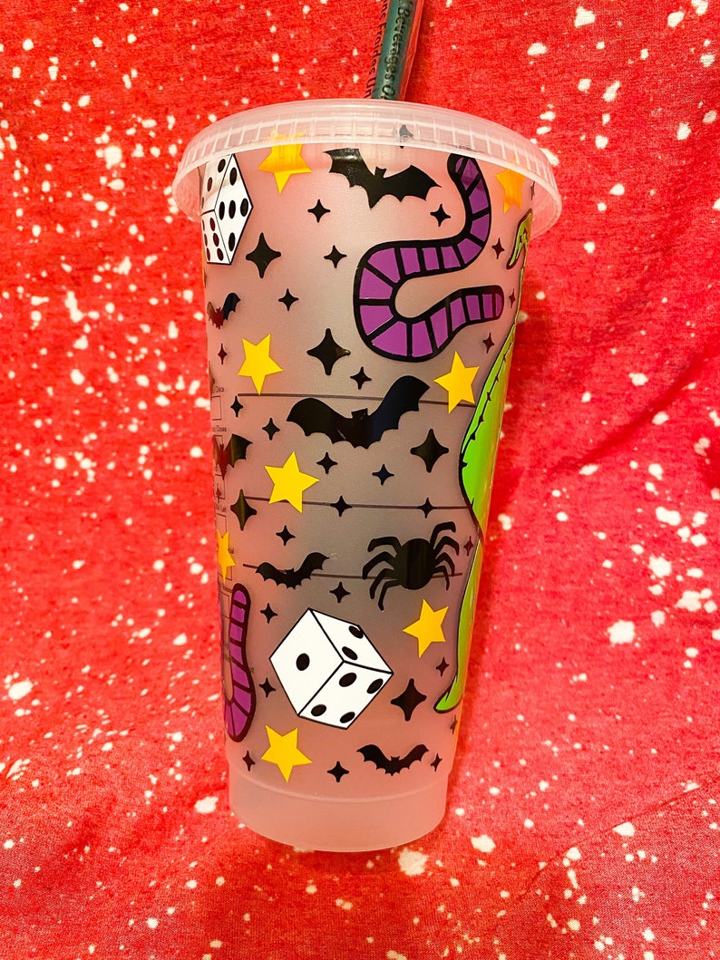 Green Oogie Boogie W/ Worms Spiders and Bats on a Starbucks - Etsy