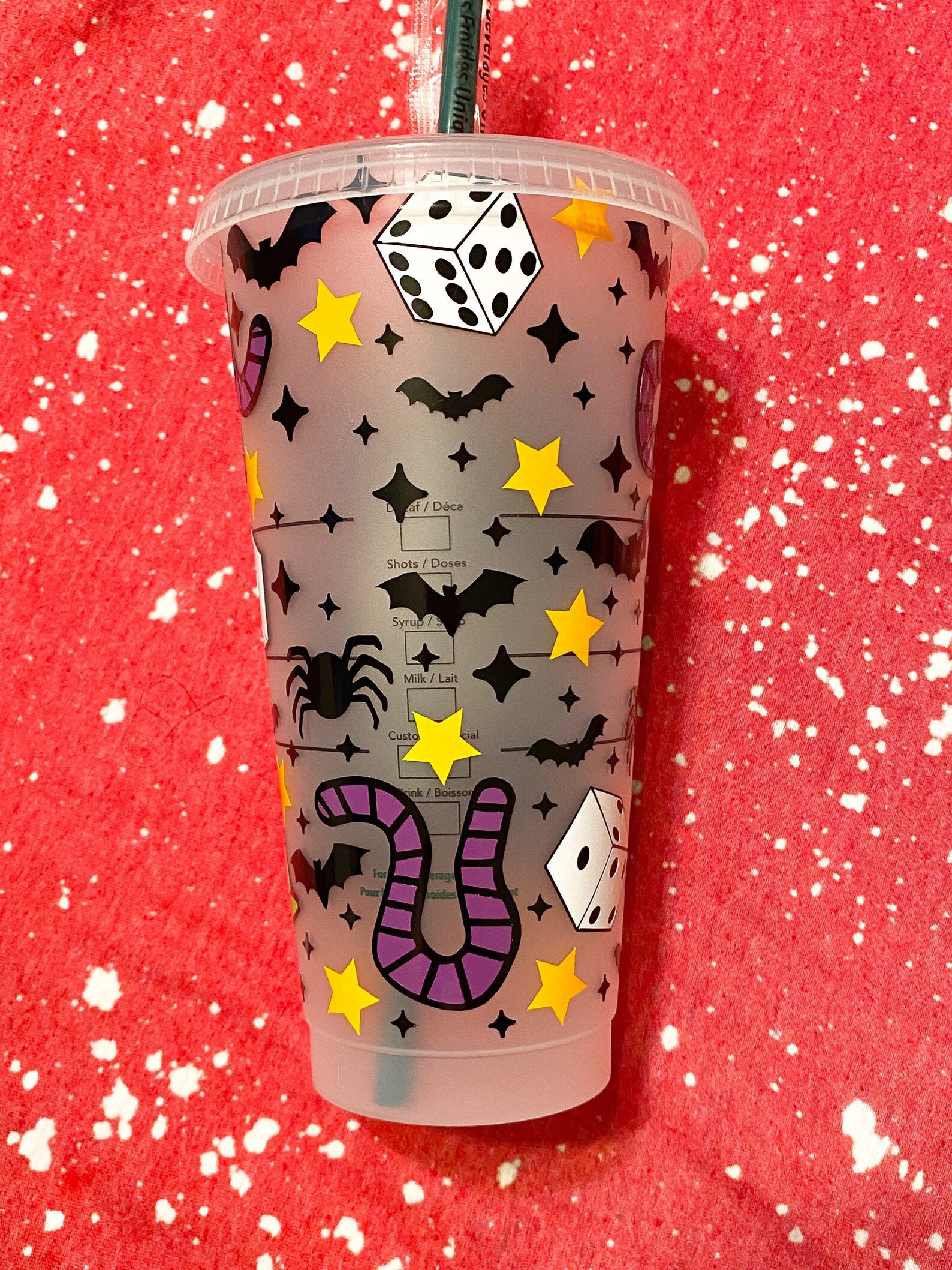 Green Oogie Boogie W/ Worms Spiders and Bats on a Starbucks - Etsy