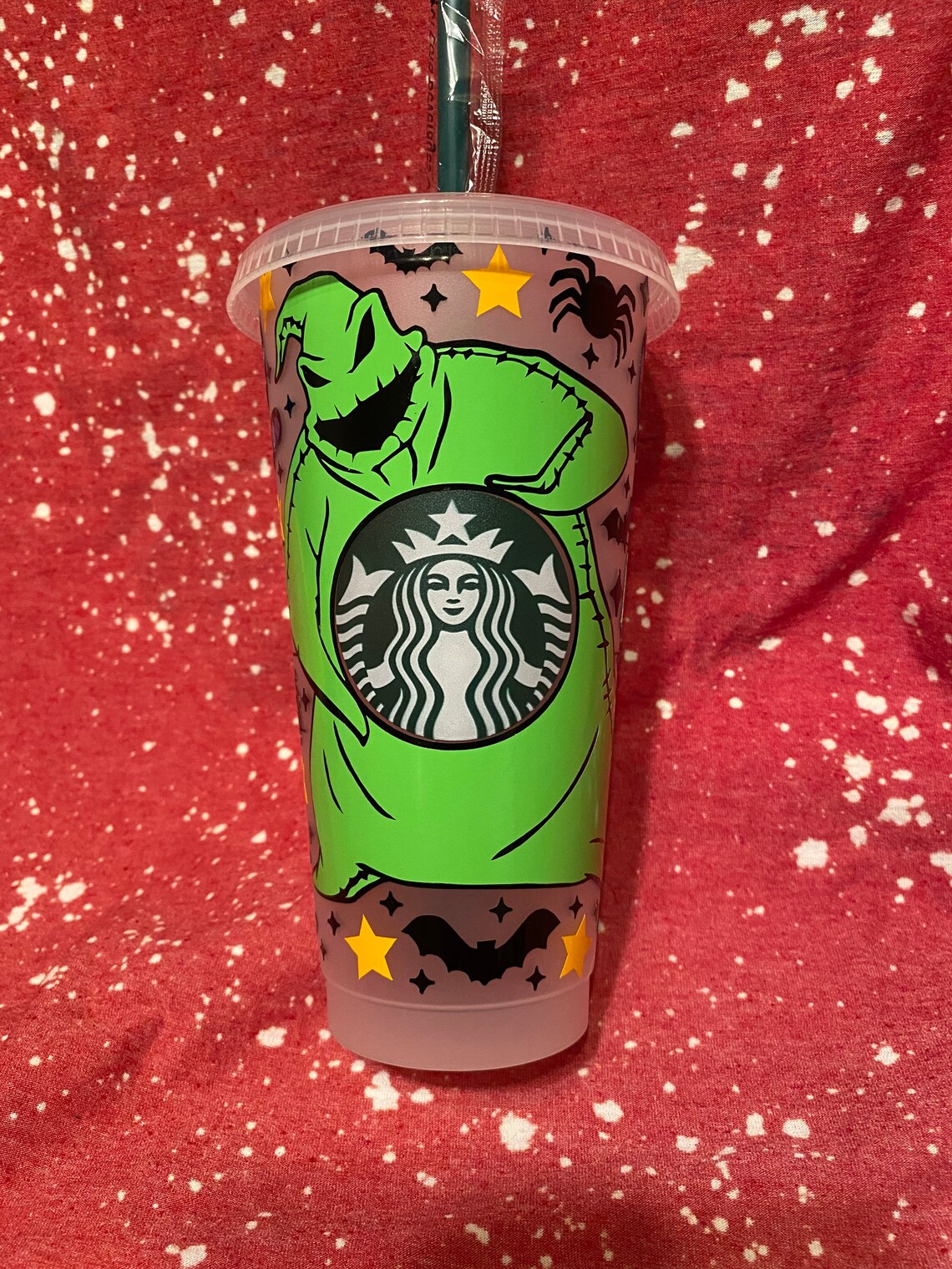 Green Oogie Boogie W/ Worms Spiders and Bats on a Starbucks - Etsy