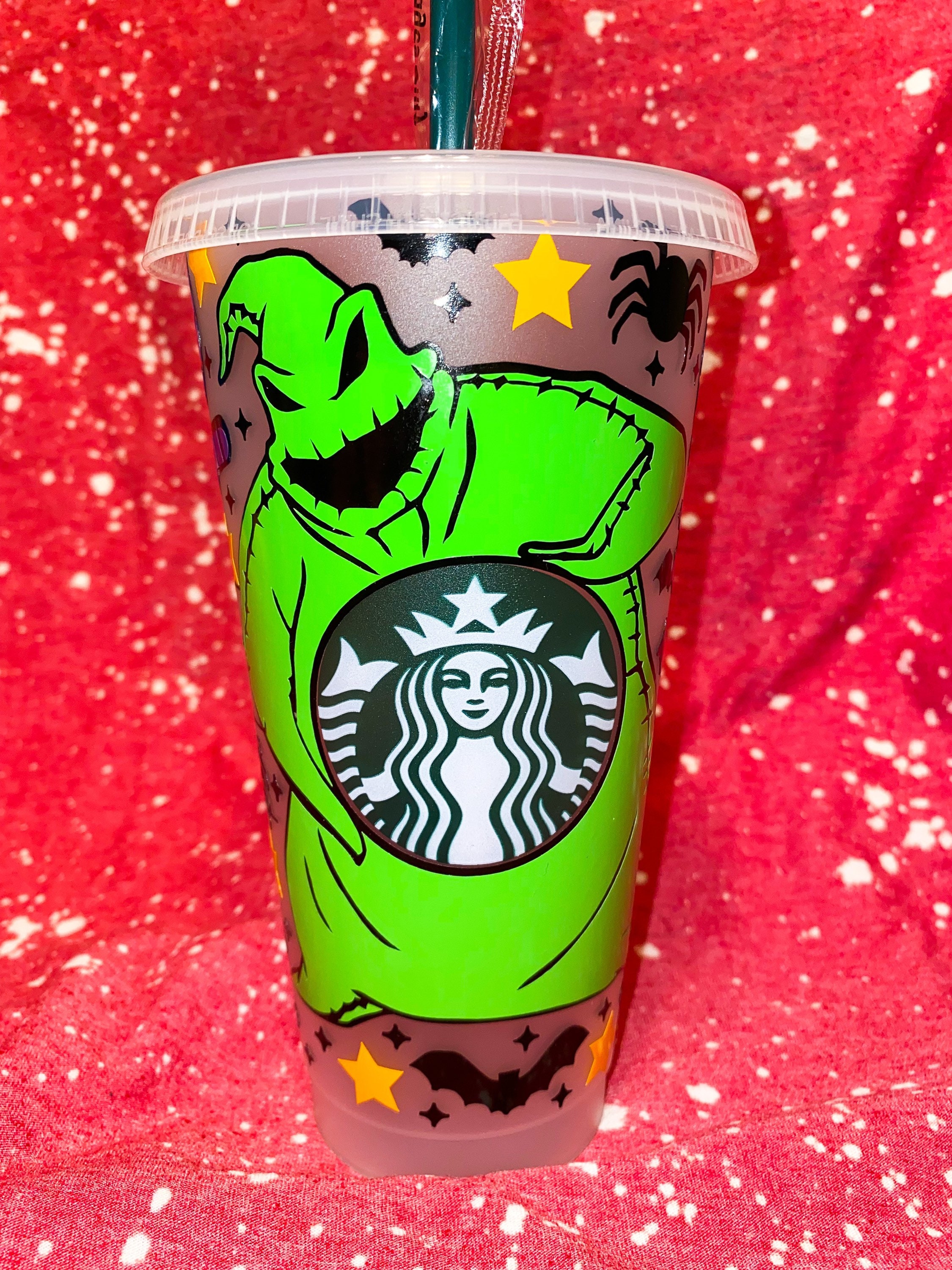 Green Oogie Boogie W/ Worms Spiders and Bats on a Starbucks - Etsy