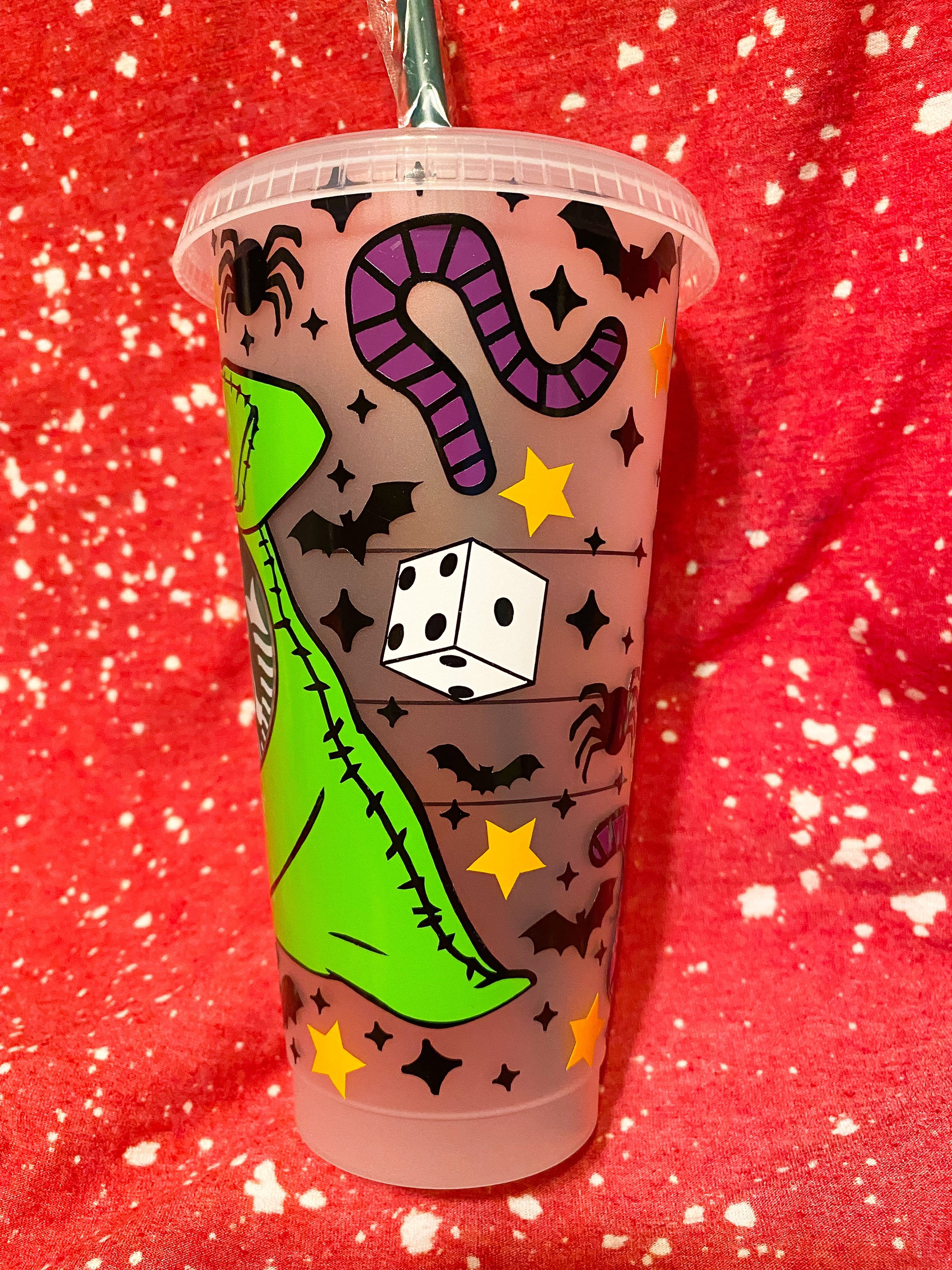 Green Oogie Boogie W/ Worms Spiders and Bats on a Starbucks - Etsy