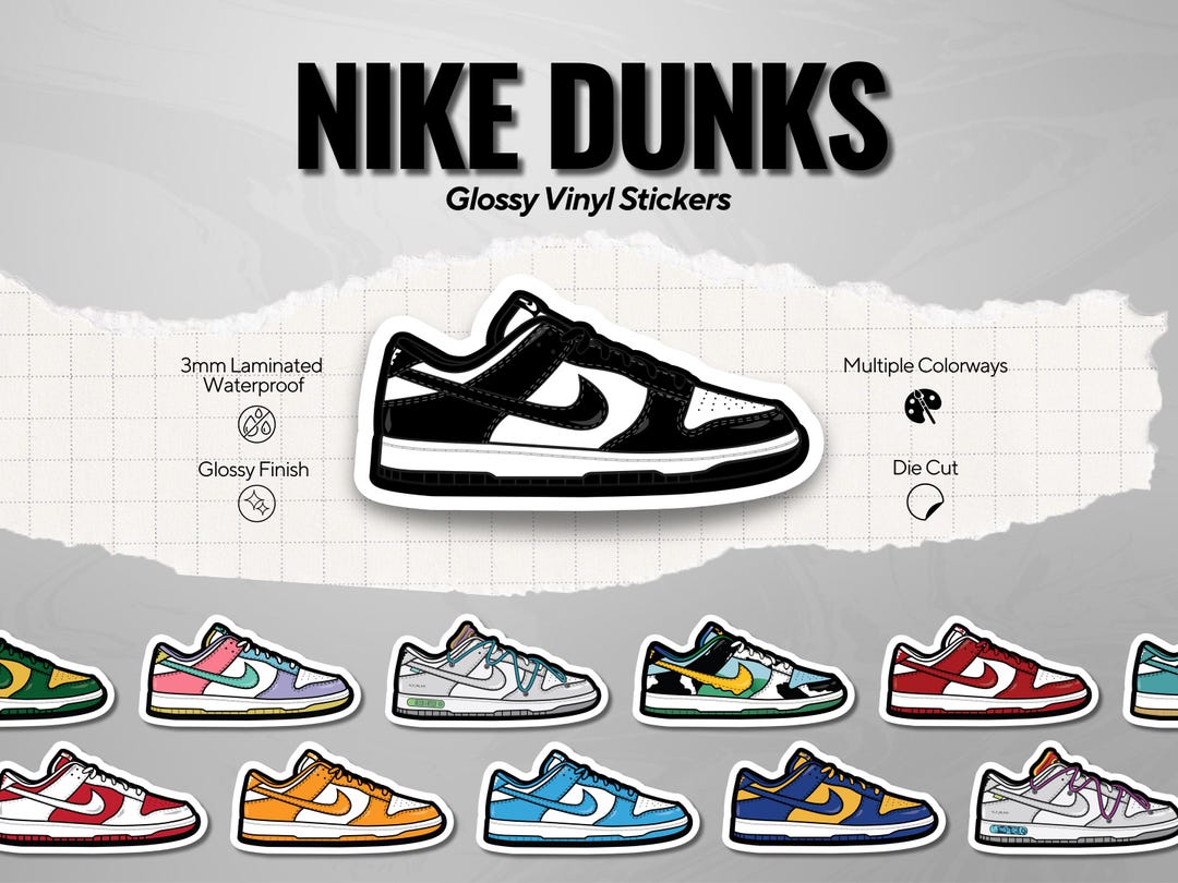 NIKE DUNKS LOW // 3.5 Glossy Vinyl Decal Stickers // Water-resistant ...