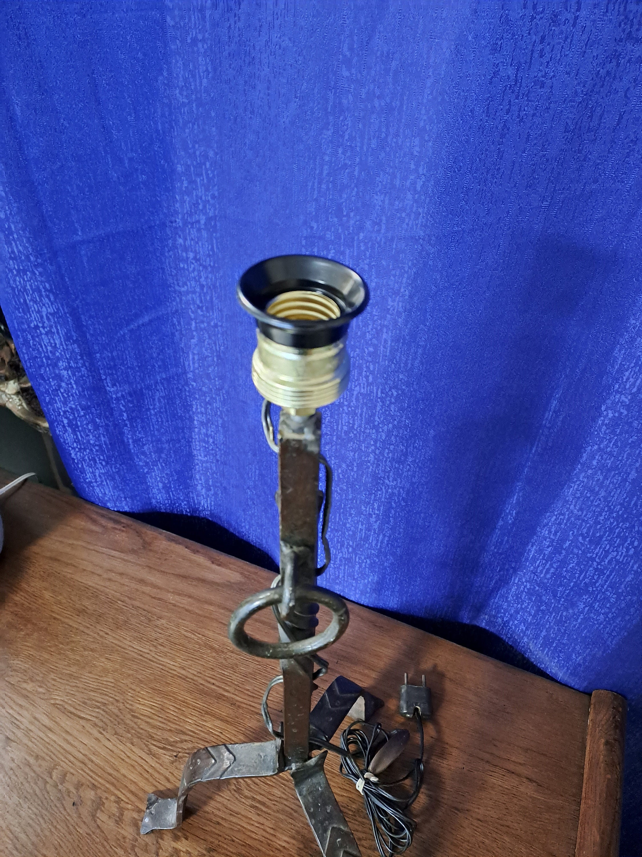 Large Beaten Wrought Iron Lamp Brutalist French Art Ironwork - Etsy