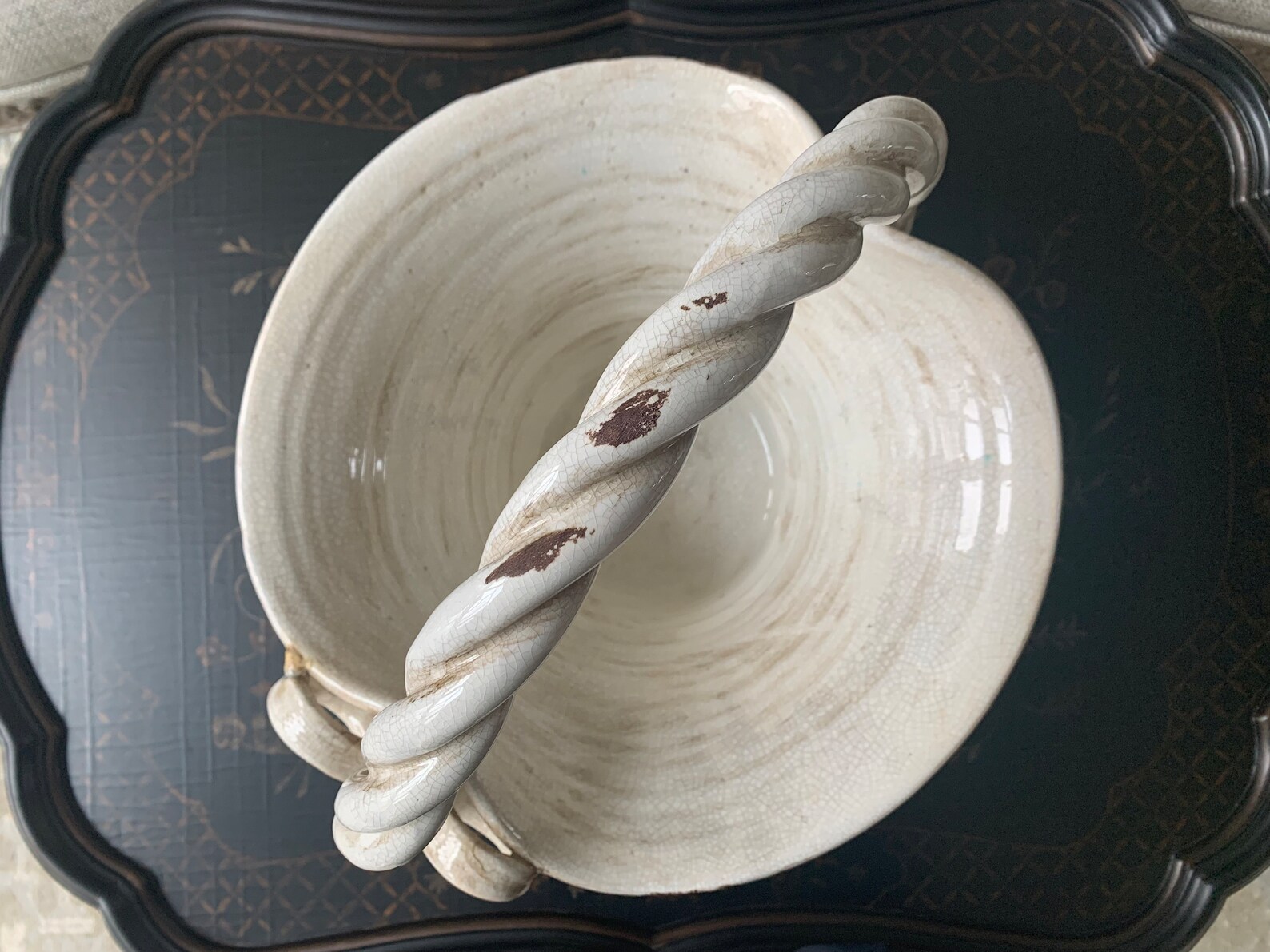 Vintage Ceramic Basket Planter With Bow Large Heavy Pottery - Etsy