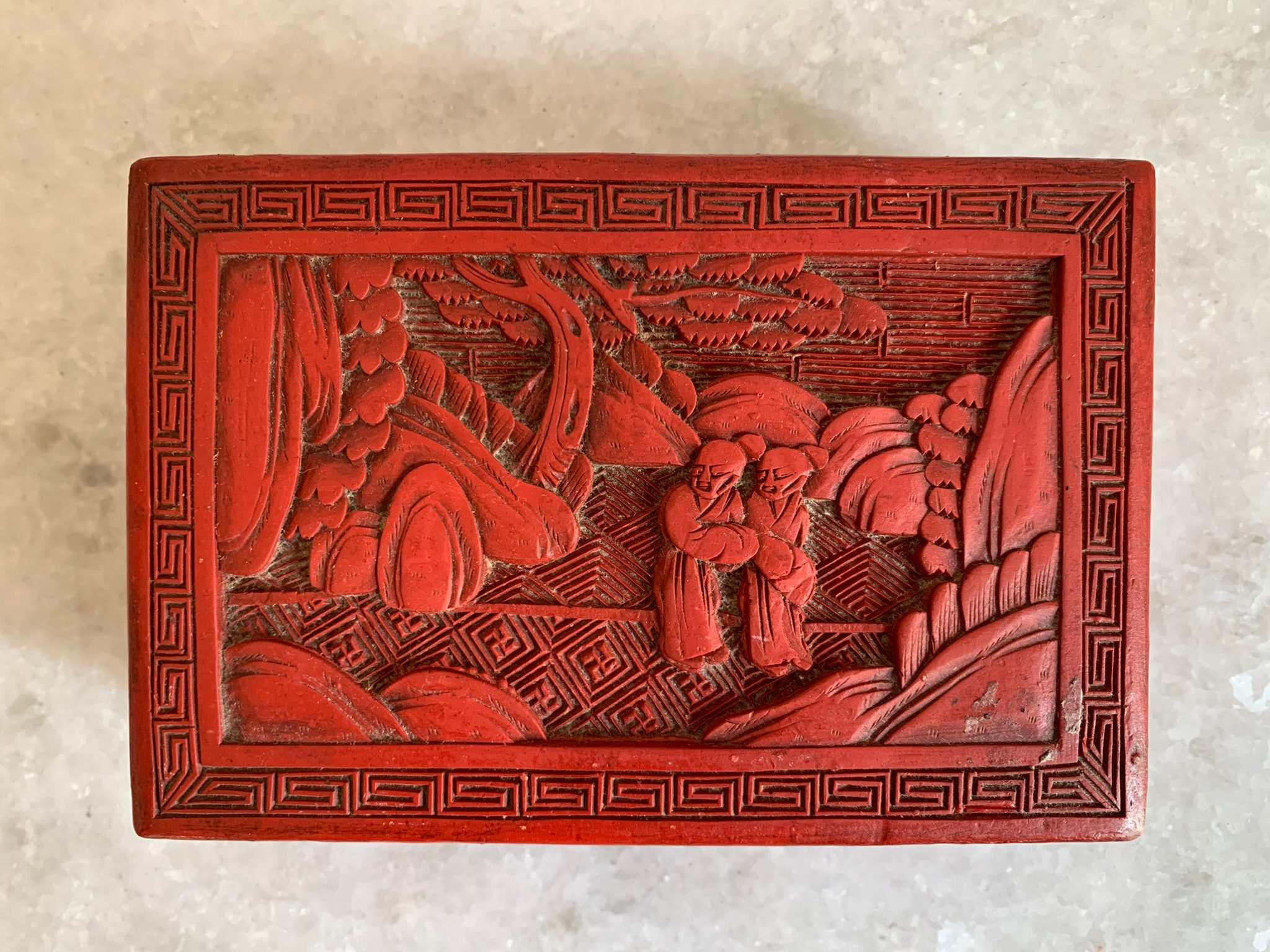 Vintage Chinese Cinnabar Box, Circa 1920s-1930s Red Chinoiserie ...