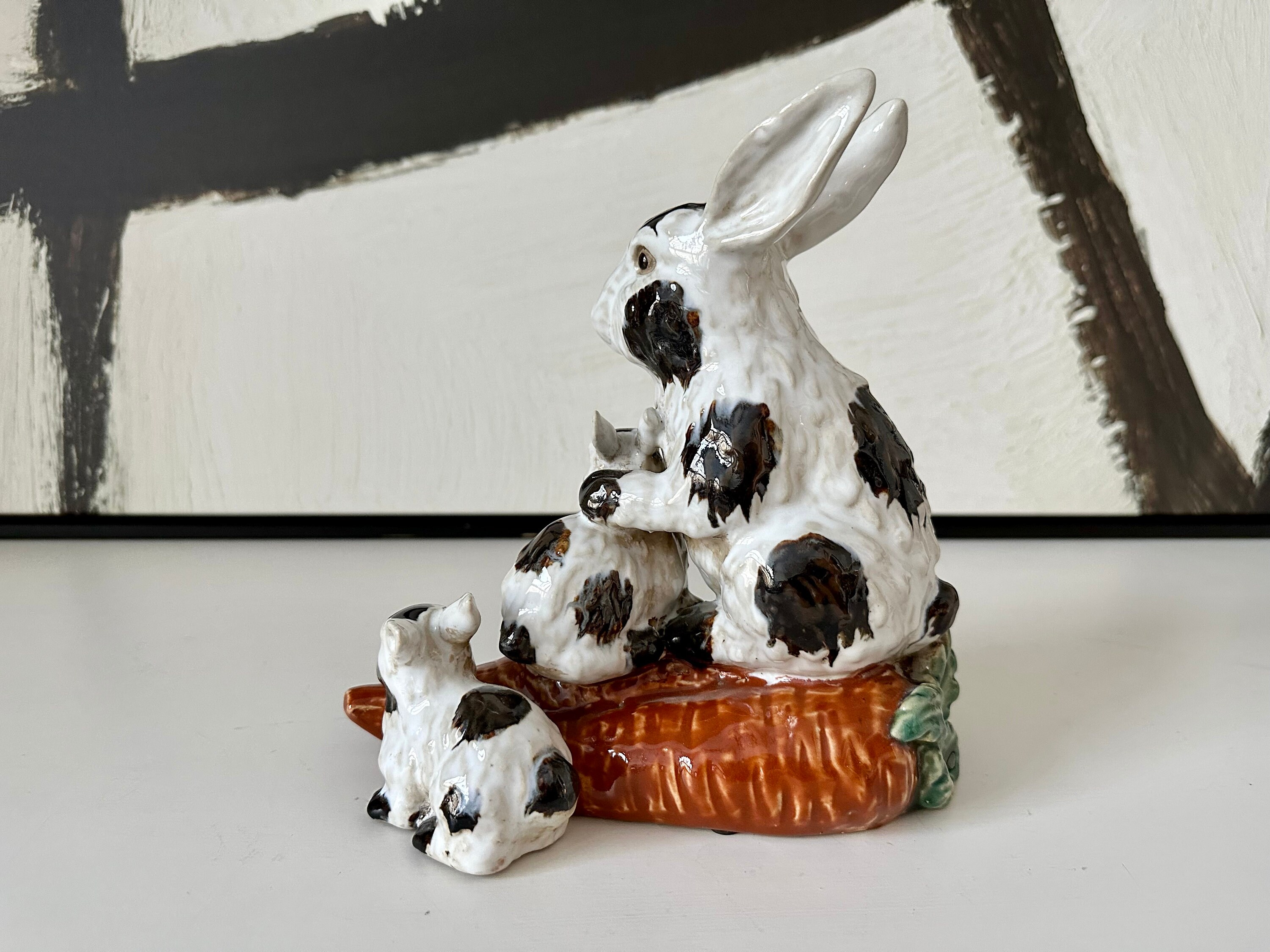 Vintage Staffordshire Style Rabbit Statue, 9 H Majolica Style Rabbit ...