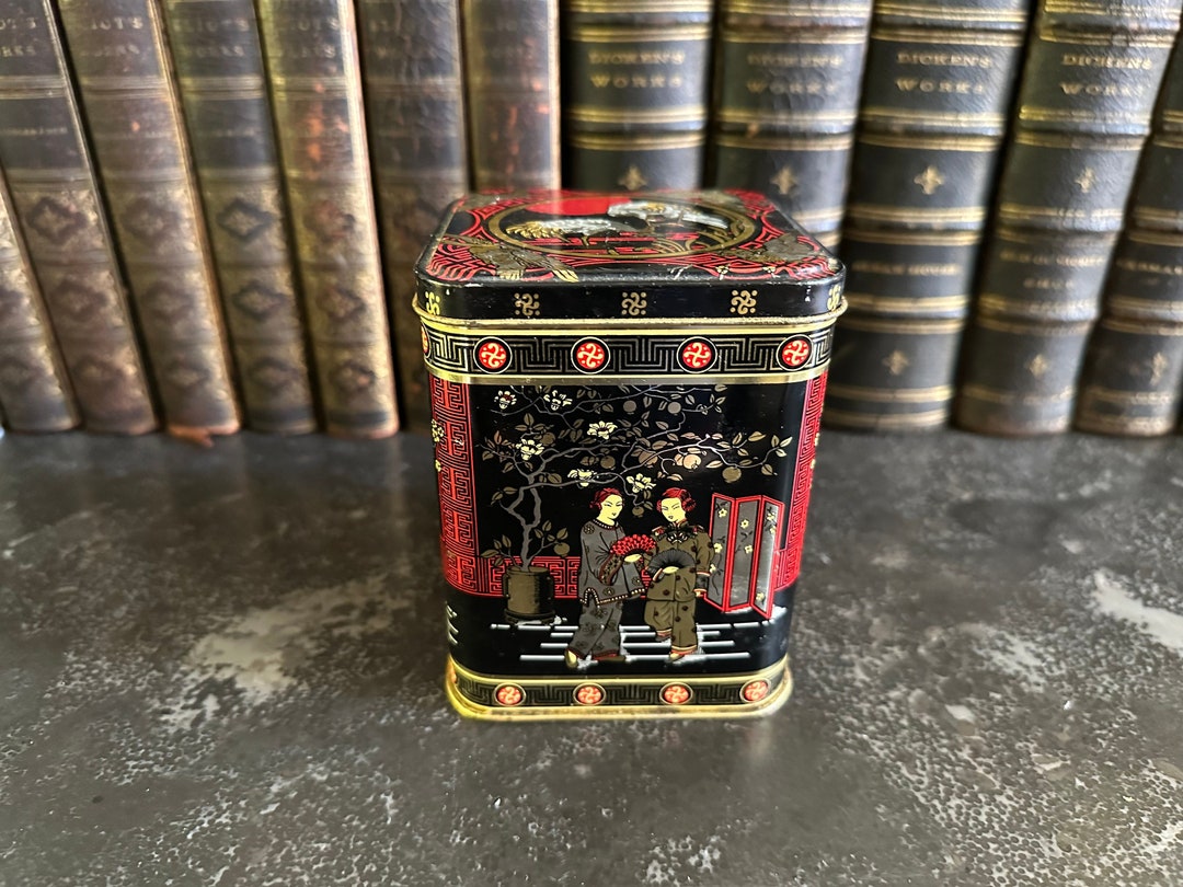 Vintage Chinoiserie Tin Box Vintage Tin Biscuit Box Vintage - Etsy