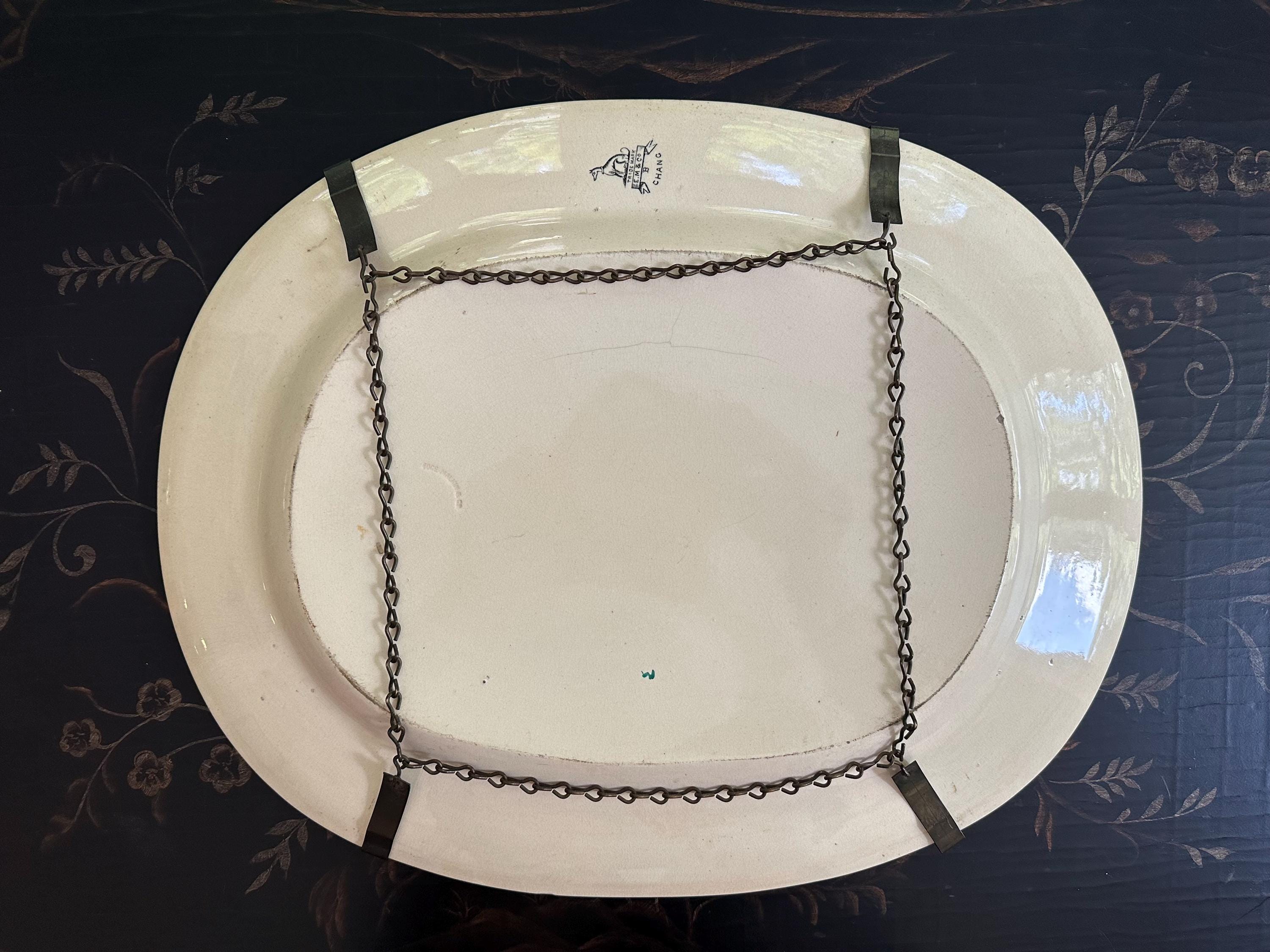Large Antique Chinoiserie Platter With Chain Wall Hanger Chang Pattern ...