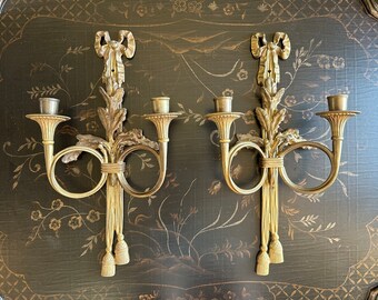 Brass Bow Sconces Pair - Etsy