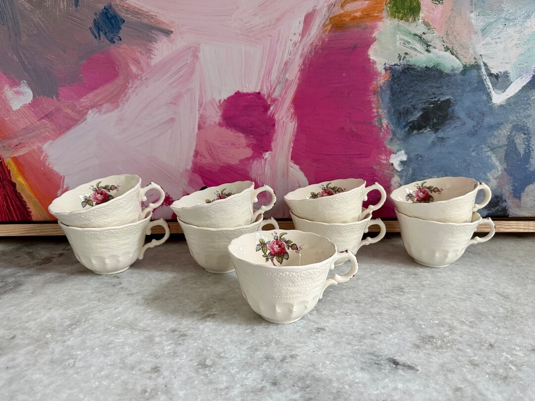 Vintage Spode Billingsley Rose Teacups, Set of 9 Vintage Rose Tea Cups ...