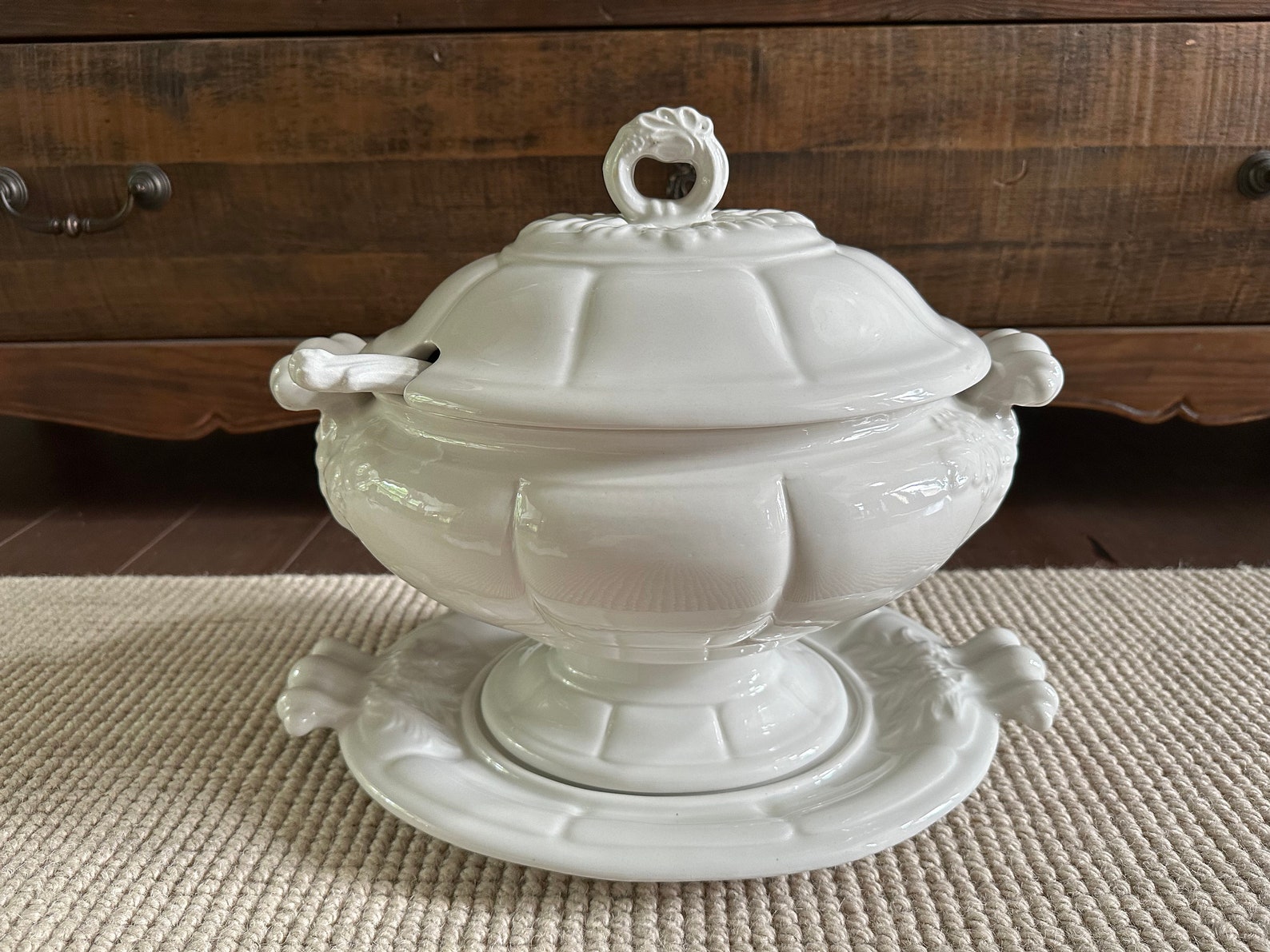 Large Vintage Red Cliff Ironstone Soup Tureen, Ladle, Lid, and ...