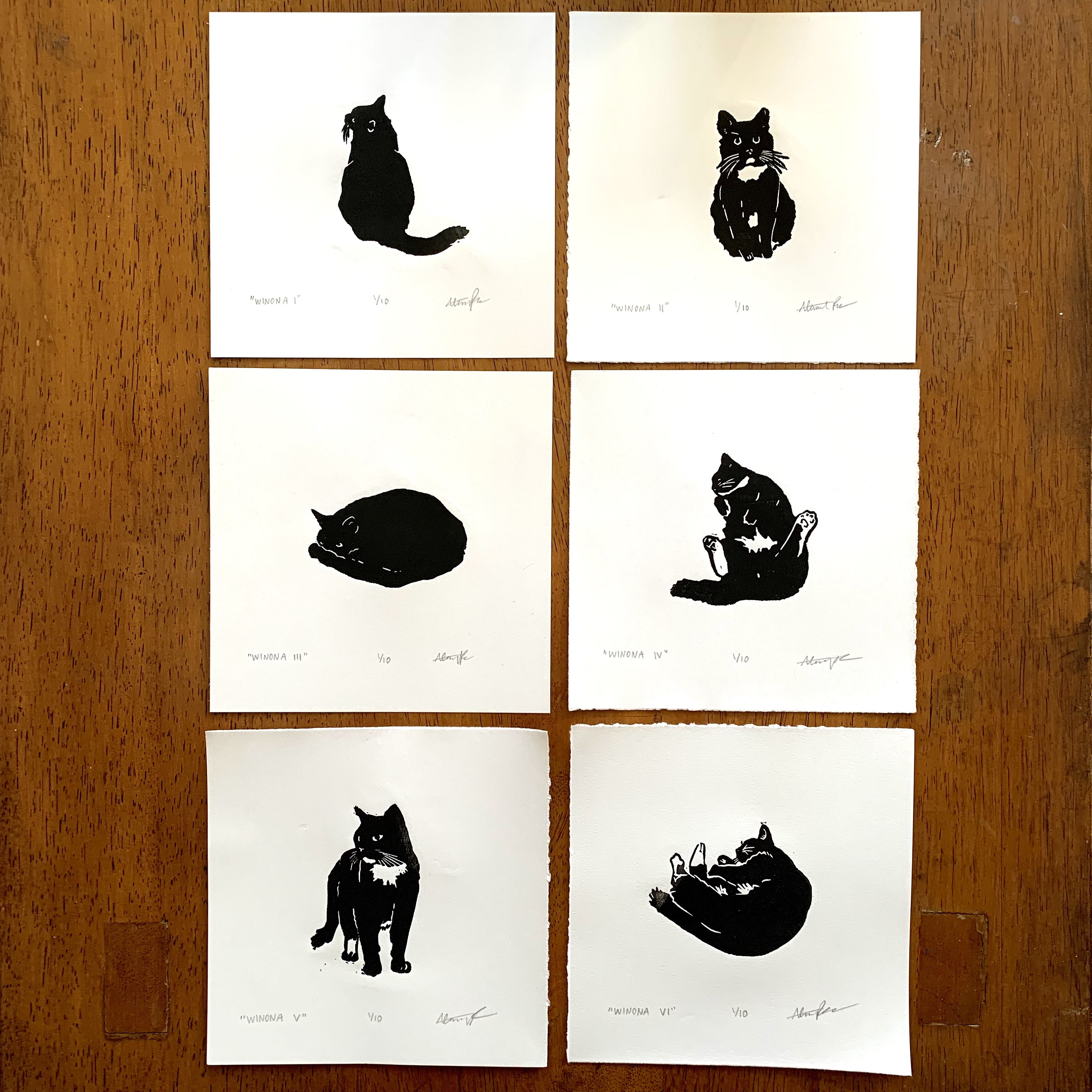 Black Cat Mini Linocut Print Original Handprinted Kitty - Etsy