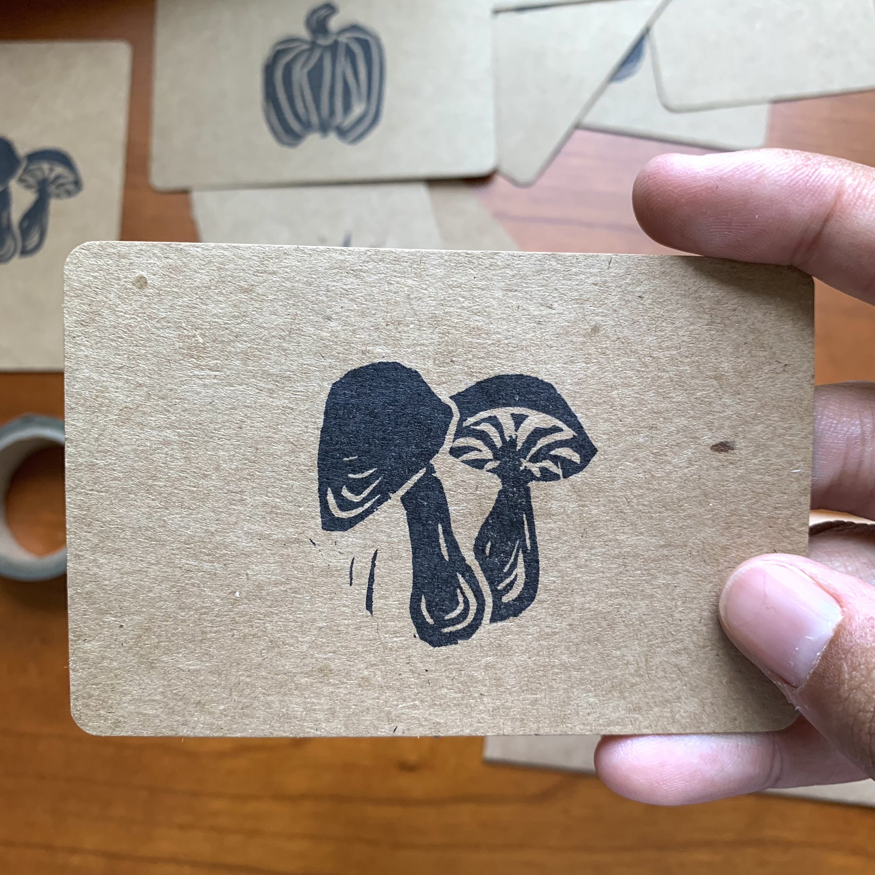 Mini Veggie Hand Printed Cards | Block Printed Original Handmade Tiny ...