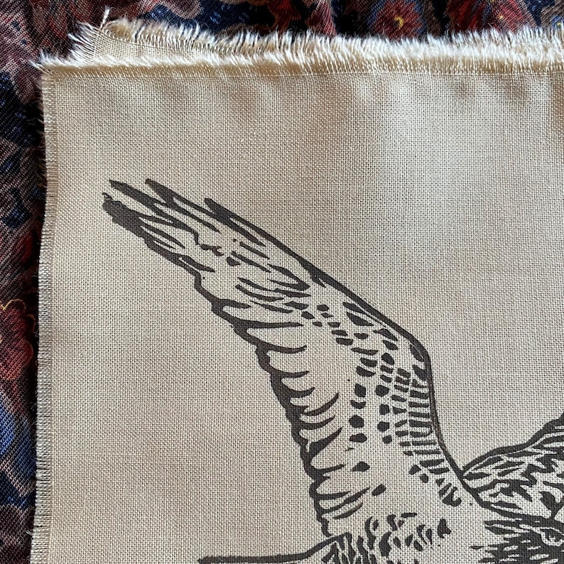 Hawk Hand Printed Cotton Patch | Nature Lover Block Print Iron on Patch ...