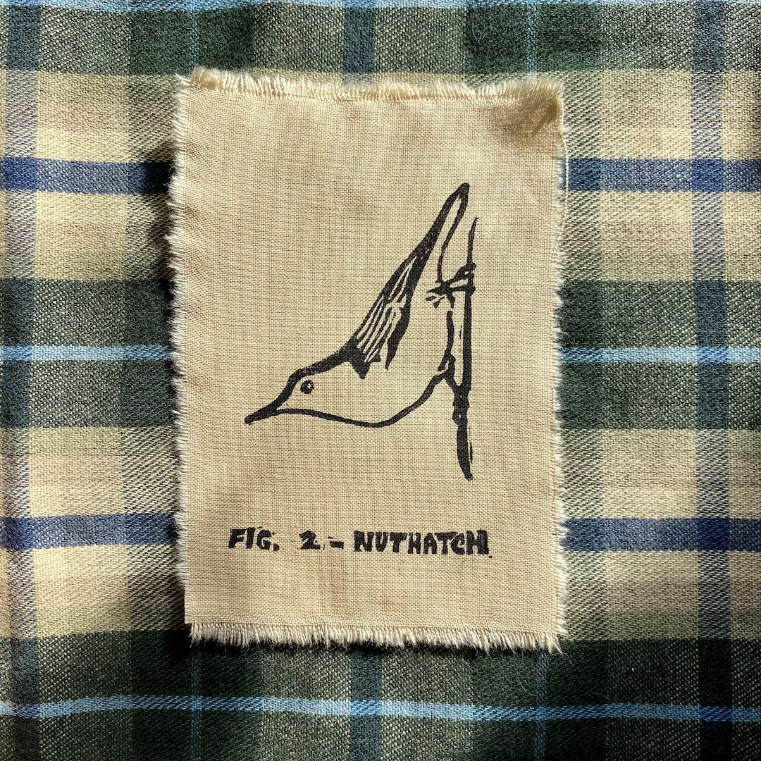 Nuthatch Hand Printed Cotton Patch | Block Print Iron on Patch for ...