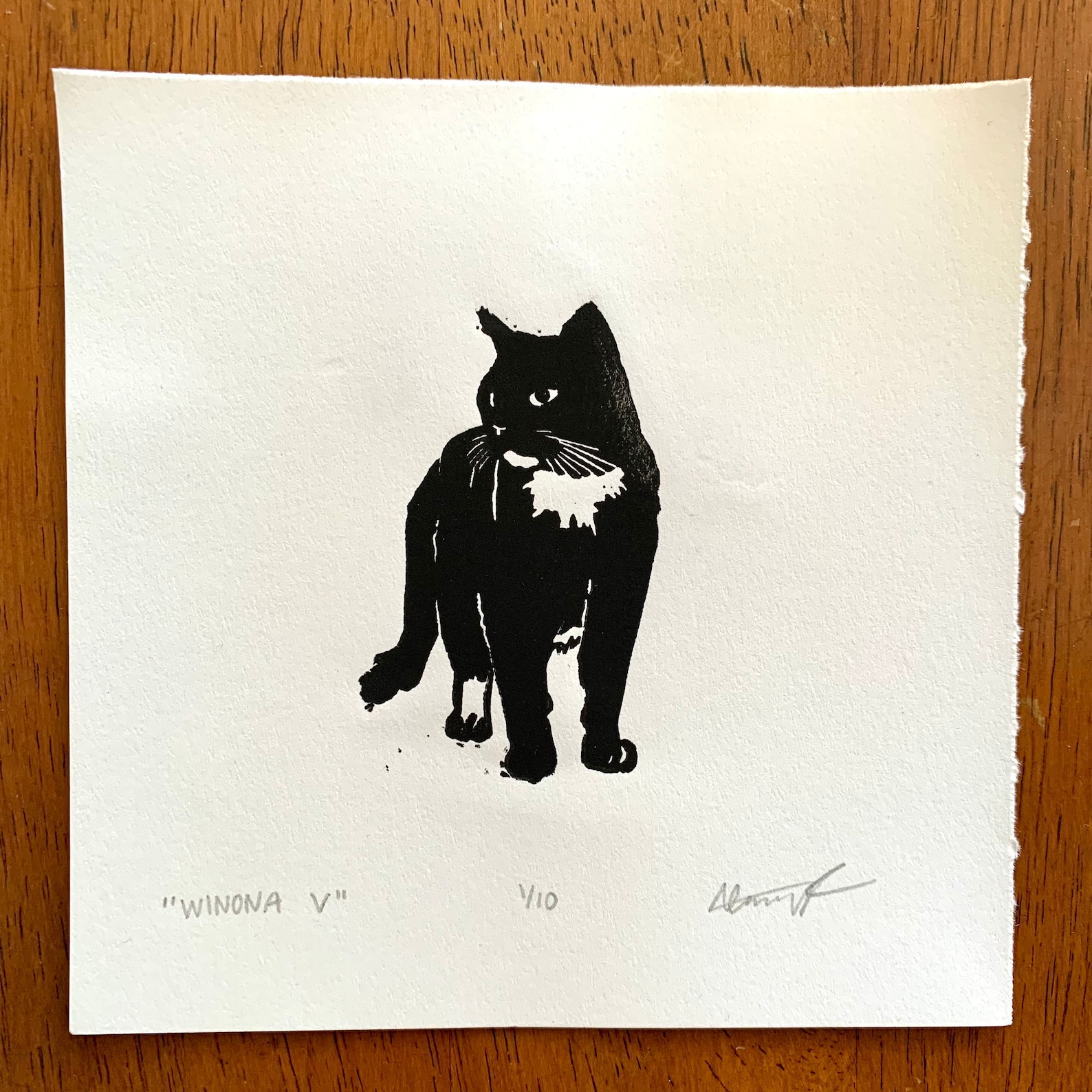 Black Cat Mini Linocut Print Original Handprinted Kitty - Etsy