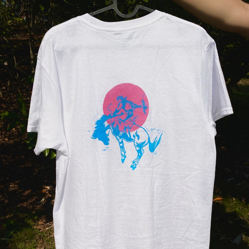 Hand-printed Trans Cowboy T-shirt Transgender Flag Shirt - Etsy