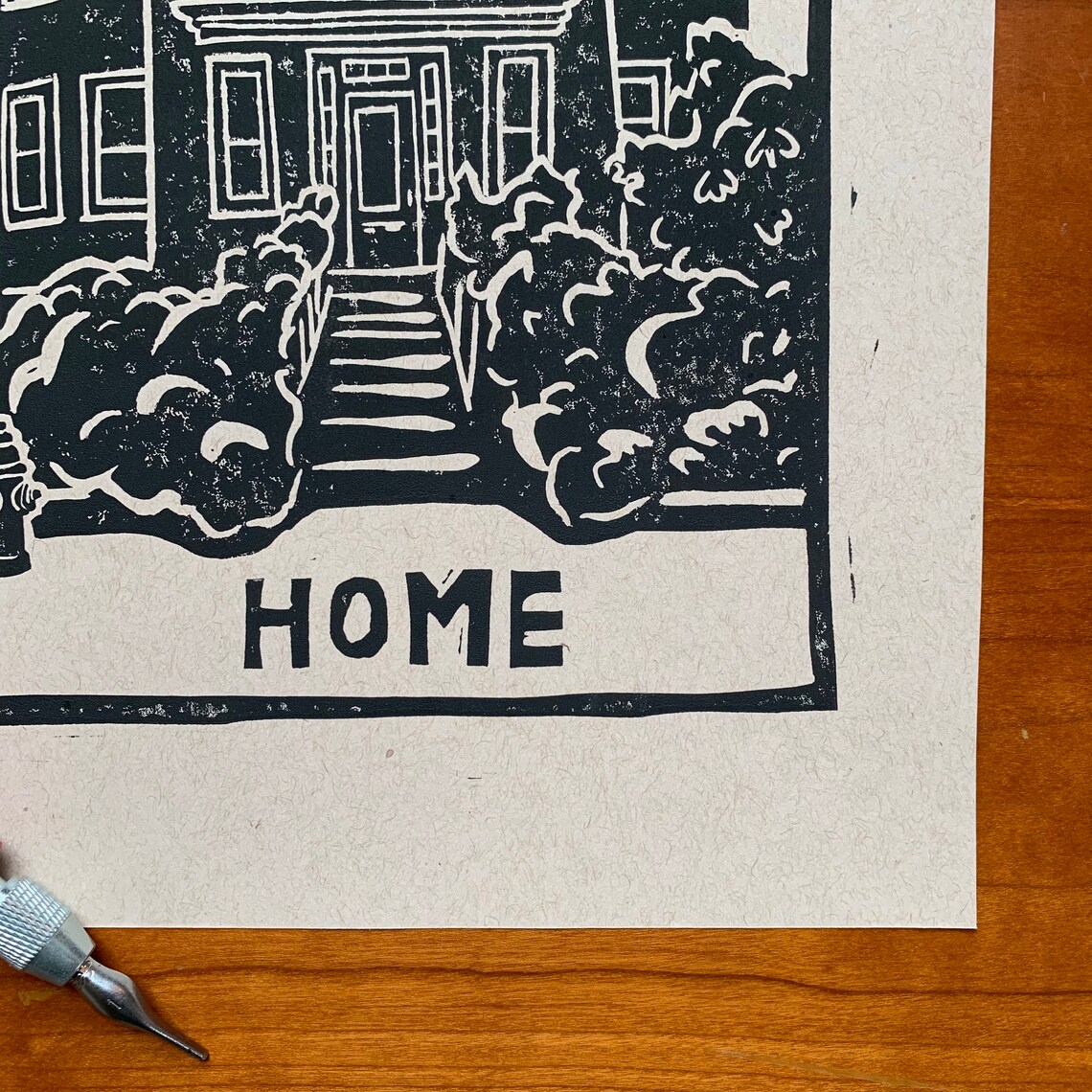 Custom Linocut House Portrait | Handcarved Print for a Housewarming ...
