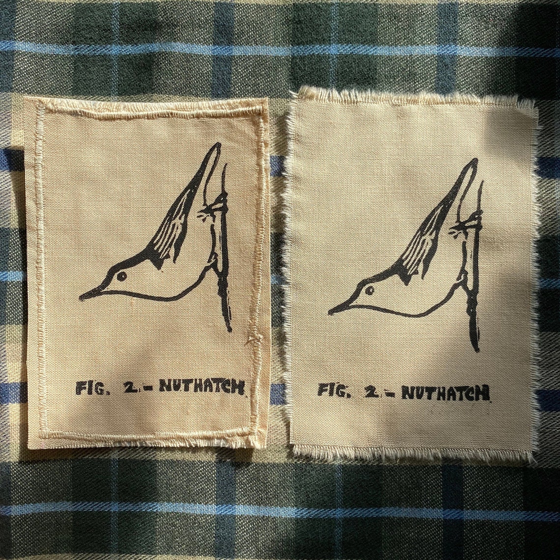 Nuthatch Hand Printed Cotton Patch | Block Print Iron on Patch for ...