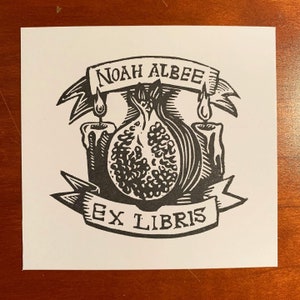CUSTOM DESIGN Hand Printed Bookplate Stamp | Handmade Personalized ...