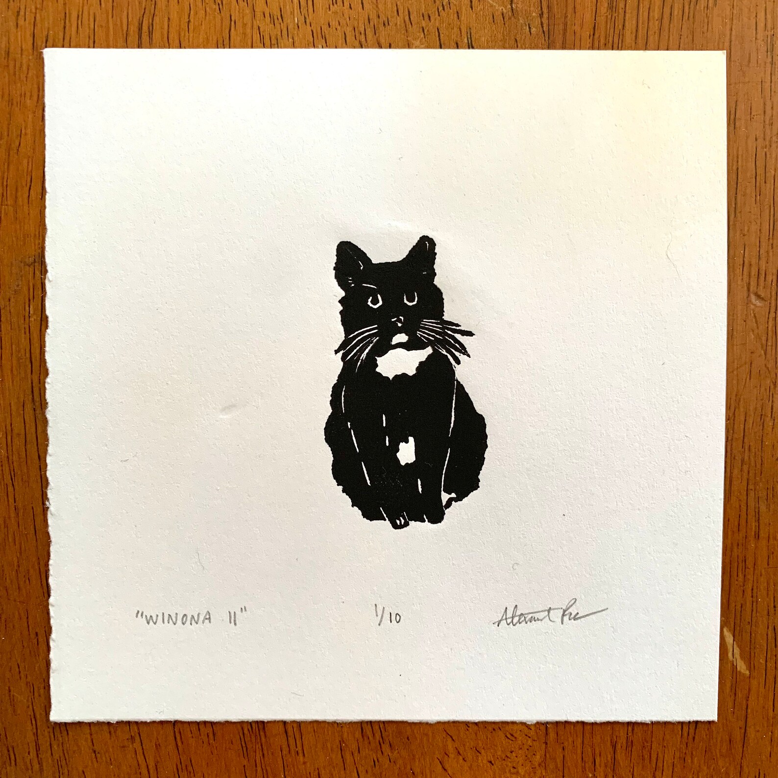 Black Cat Mini Linocut Print Original Handprinted Kitty - Etsy