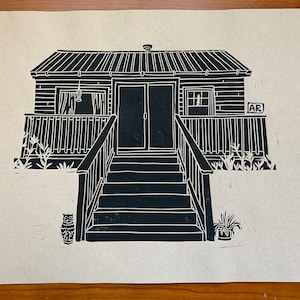 Custom Linocut House Portrait | Handcarved Print for a Housewarming ...