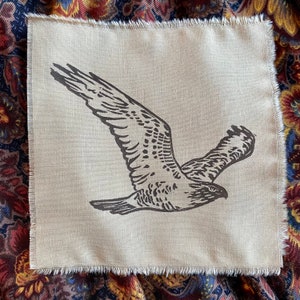 Hawk Hand Printed Cotton Patch | Nature Lover Block Print Iron on Patch ...