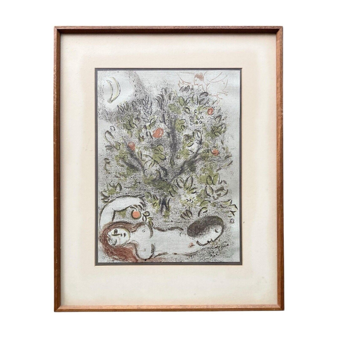 1960 Marc Chagall Garden of Eden, Paradise Framed Color Lithograph ...