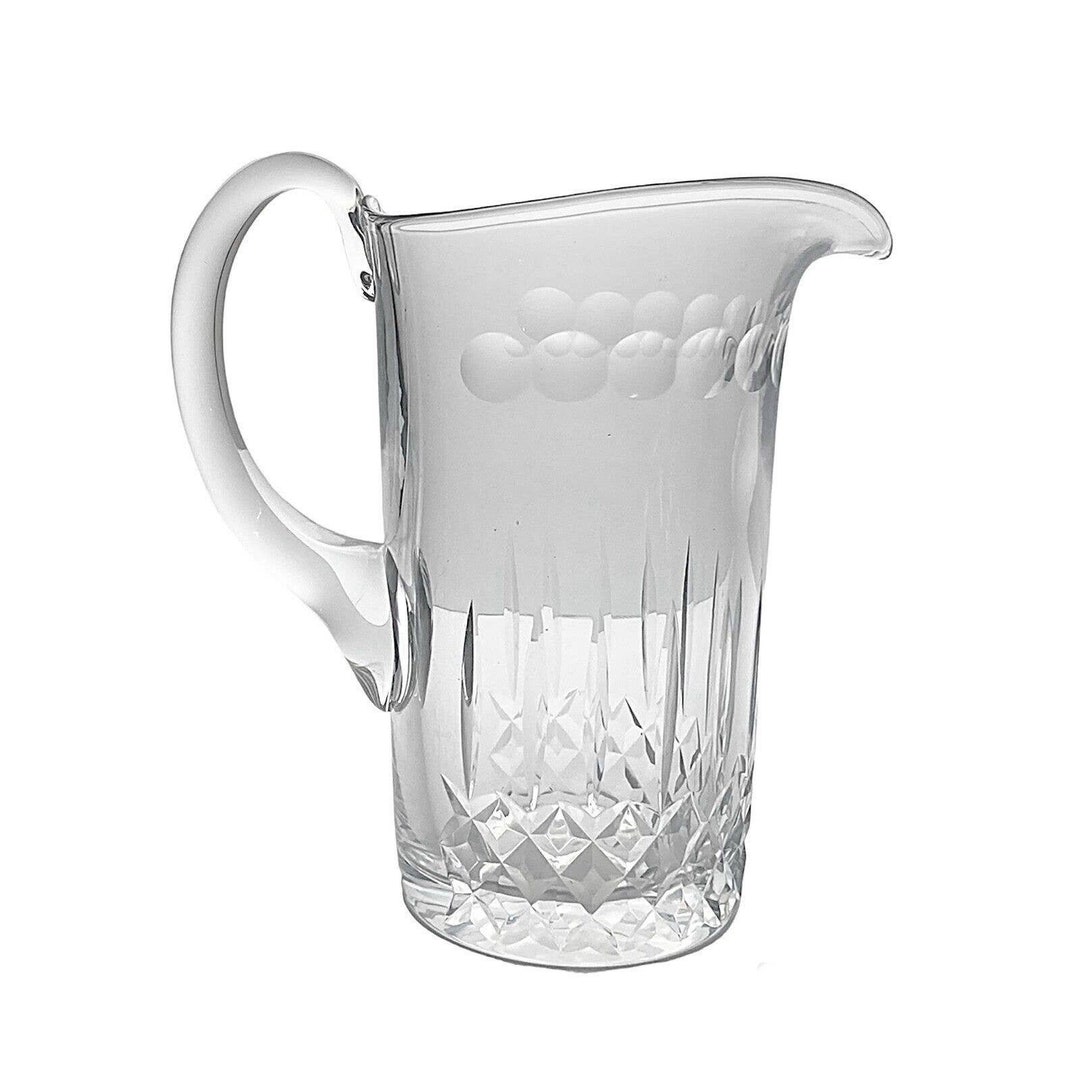 1960s Heavy Cut Crystal Pitcher Jug 8 3/4” 40oz Thumbprint & Criss ...