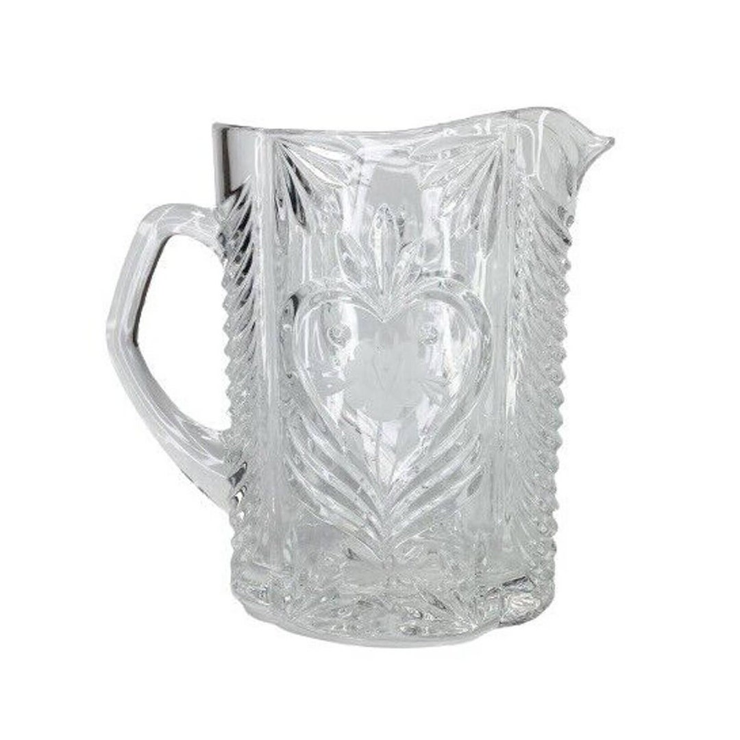 Vintage Heavy Cut-to-clear Etched/frosted Rose Heart Floral Crystal ...