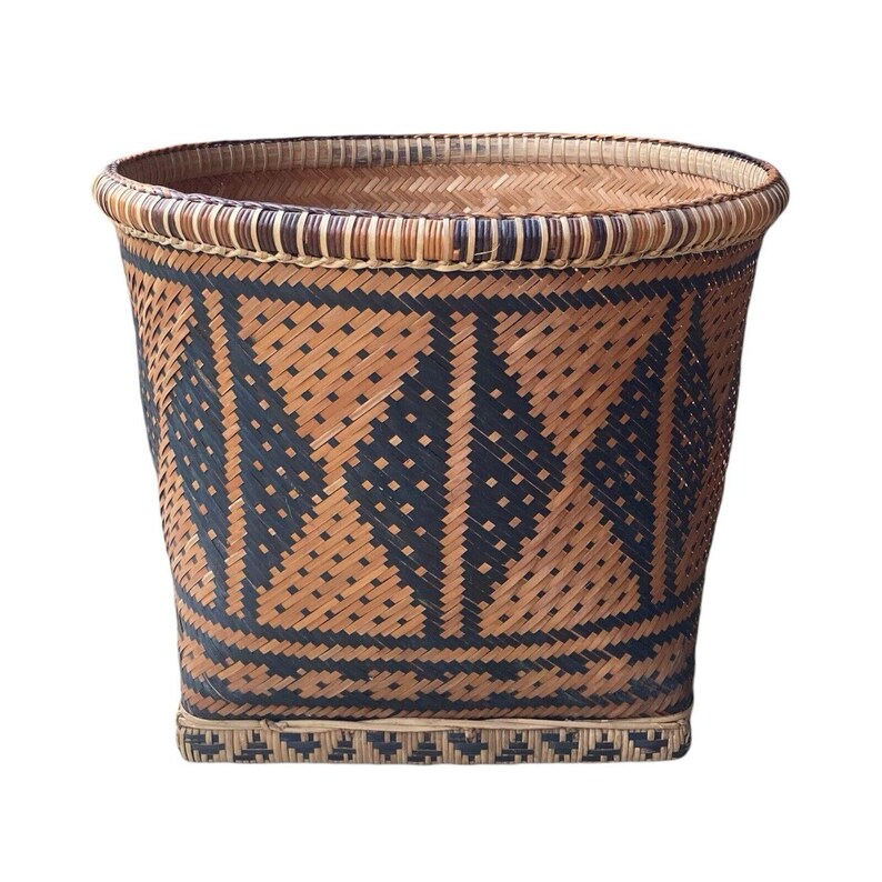 Southeast Asian Tiruray Tribe Bamboo Cane Woven Rattan Large Basket 15 ...