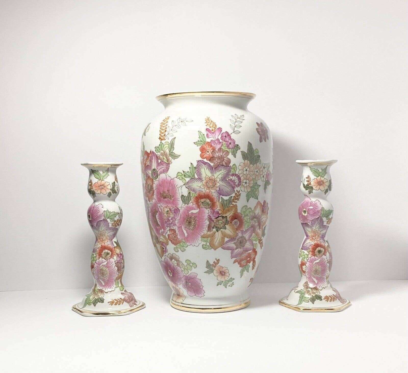 Large 1980s Vintage Chinese Pink Floral Porcelain Case & - Etsy