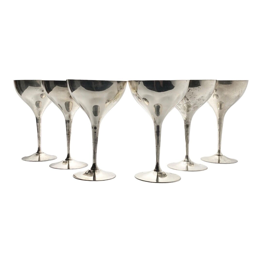1950s Leonard Set of 6 Silverplate Coupe Champagne Glasses 6 8oz - Etsy