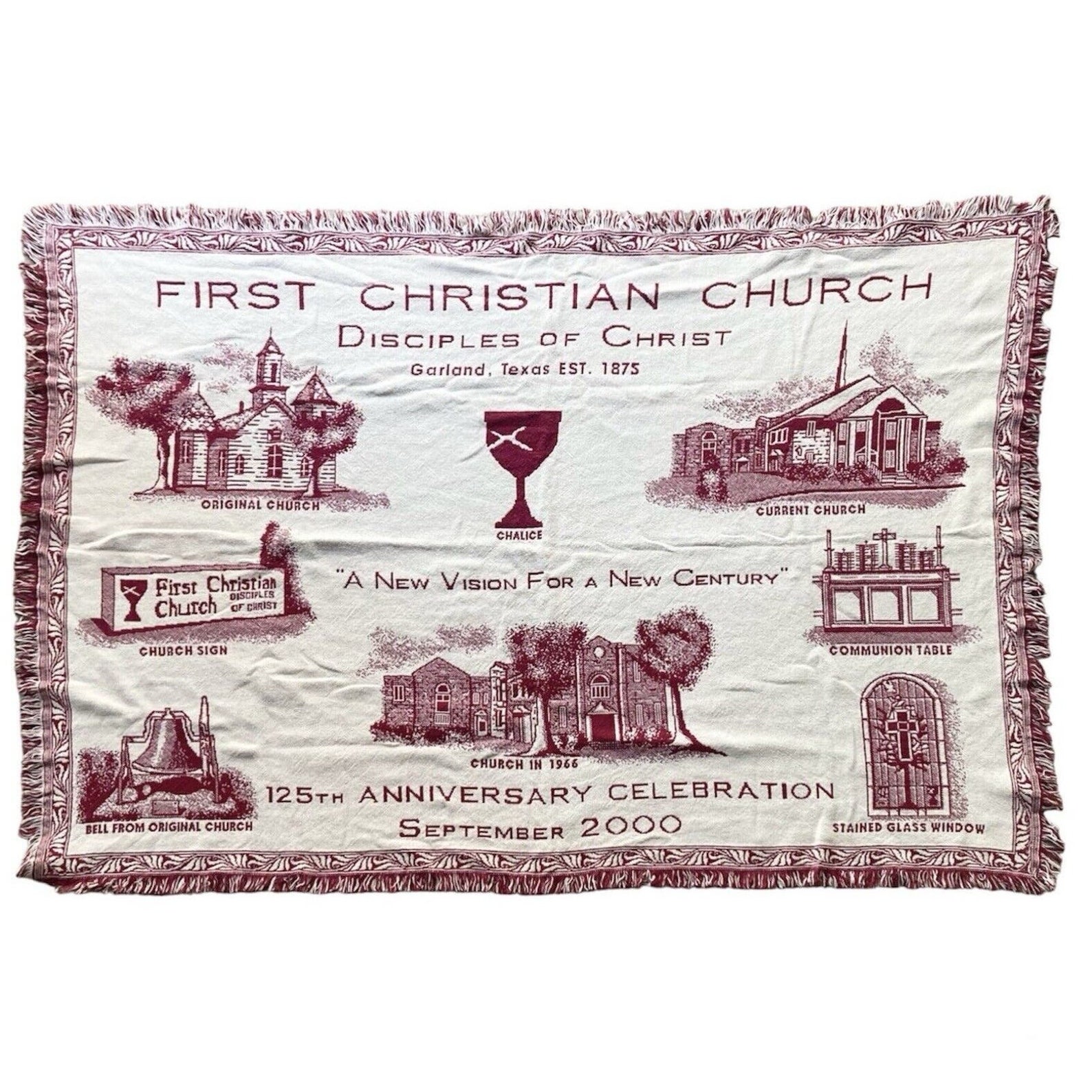 2000s “first Christian Church of Garland, Texas” Cotton Blanket Throw ...