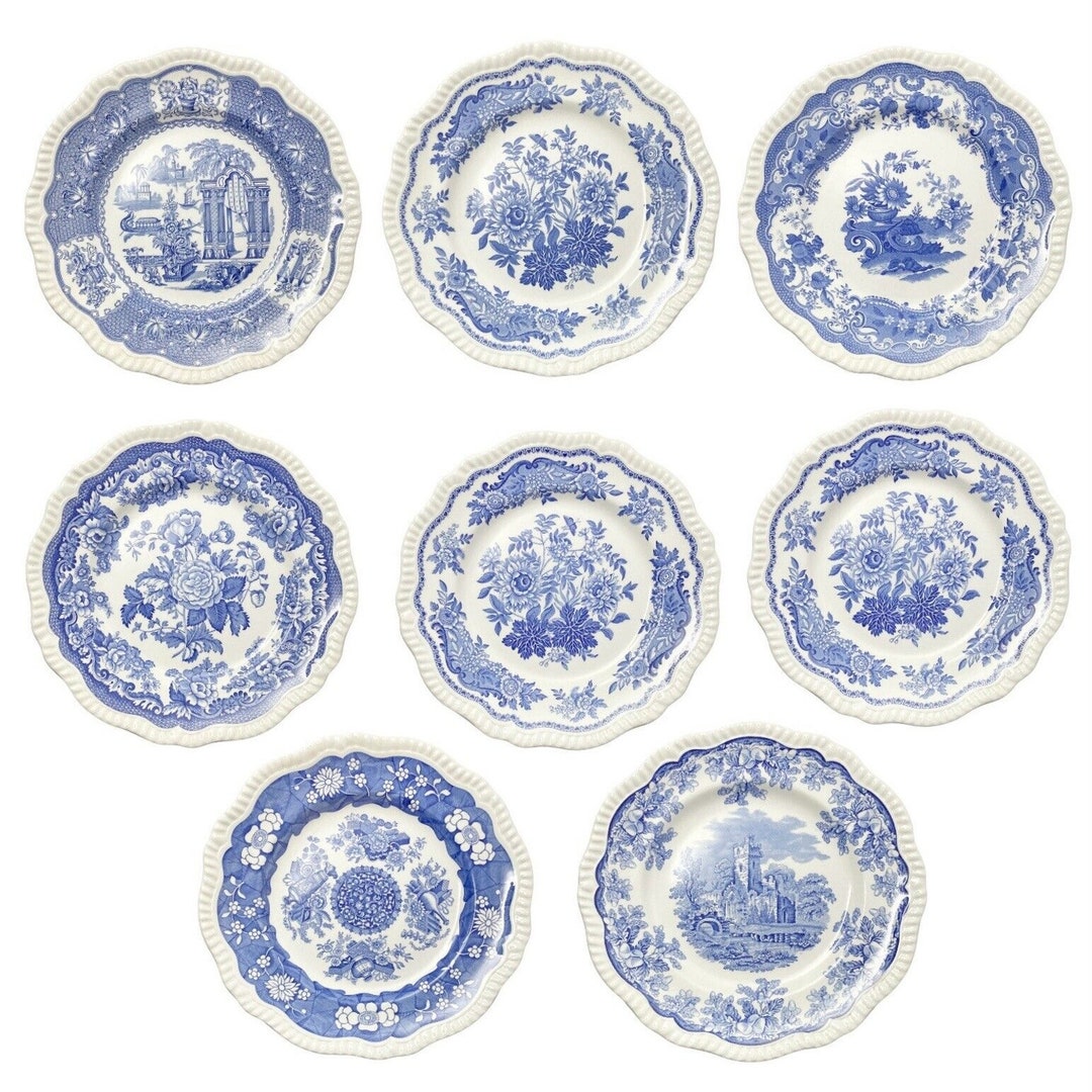 Spode blue Room Collection bombay Set of 8 Ceramic Dinner Plates 10 3/4 ...