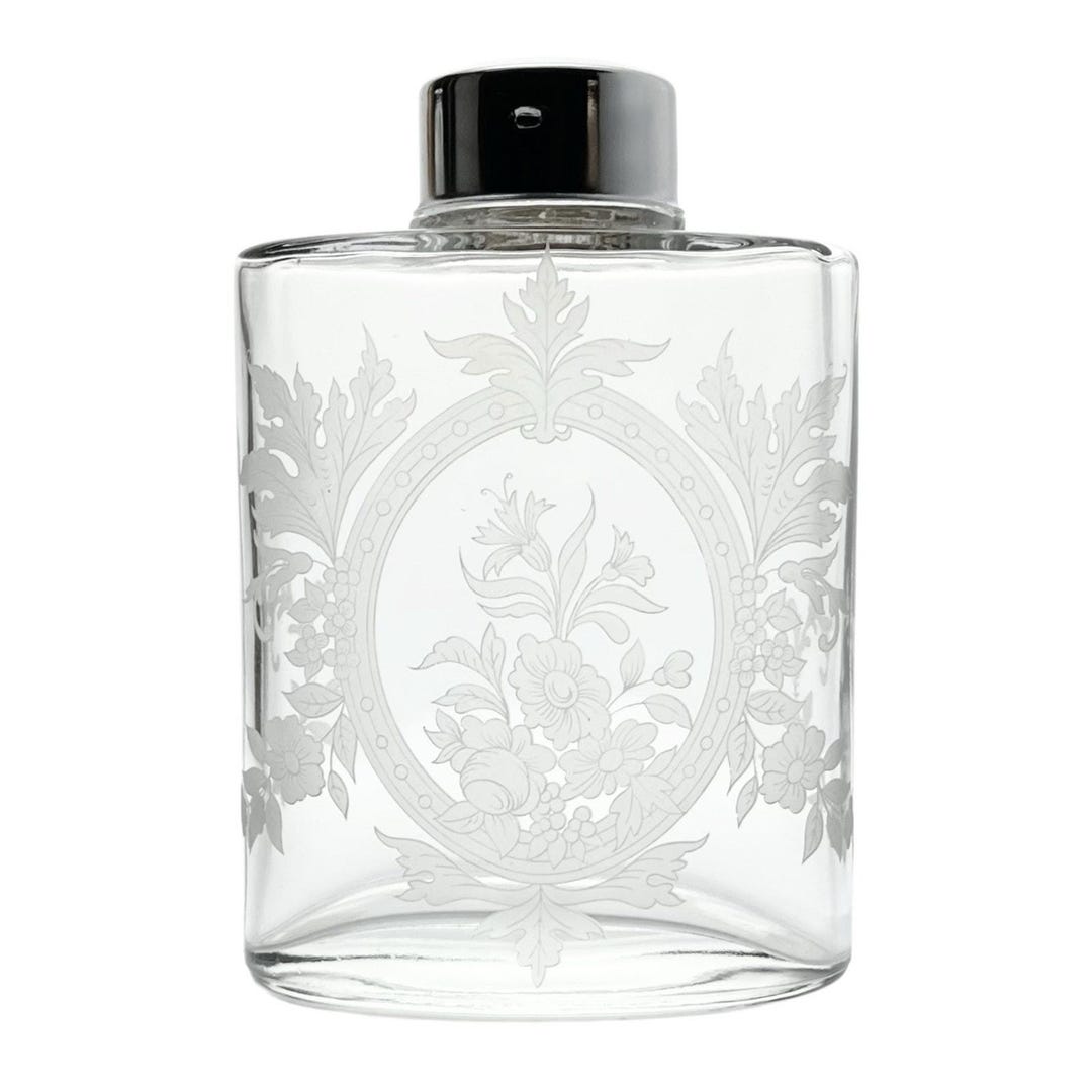Vintage Large Vanity Perfume Lotion Flask-shaped Frosted Floral Glass ...