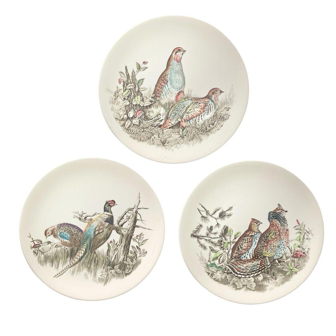 Johnson Brothers game Birds Set of 3 Round Ceramic Dinner Plates 10 3/4 ...