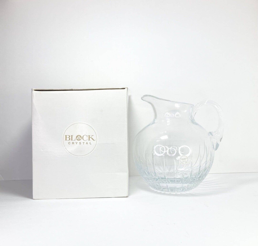 Block Crystal AUBREY, Vertically Cut Crystal Pitcher, 8 1/8 70oz New in ...