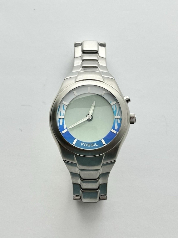 2000s Y2K Fossil Big Tic JR-8222 Blue Flame Animated … - Gem