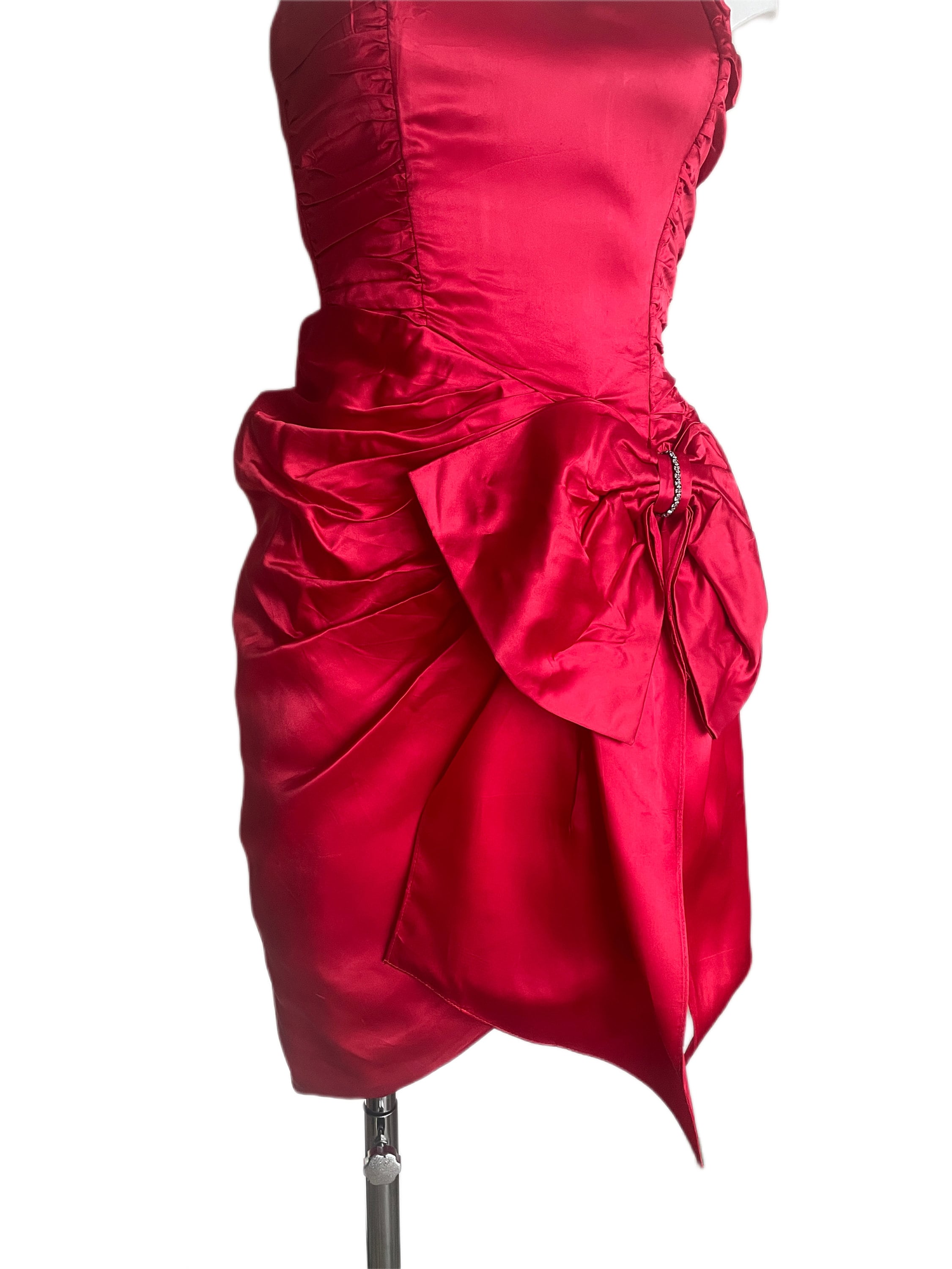 80s Bright Red Mini Cocktail Dress, 1980s True Vintage, Approx Size 6-8 ...