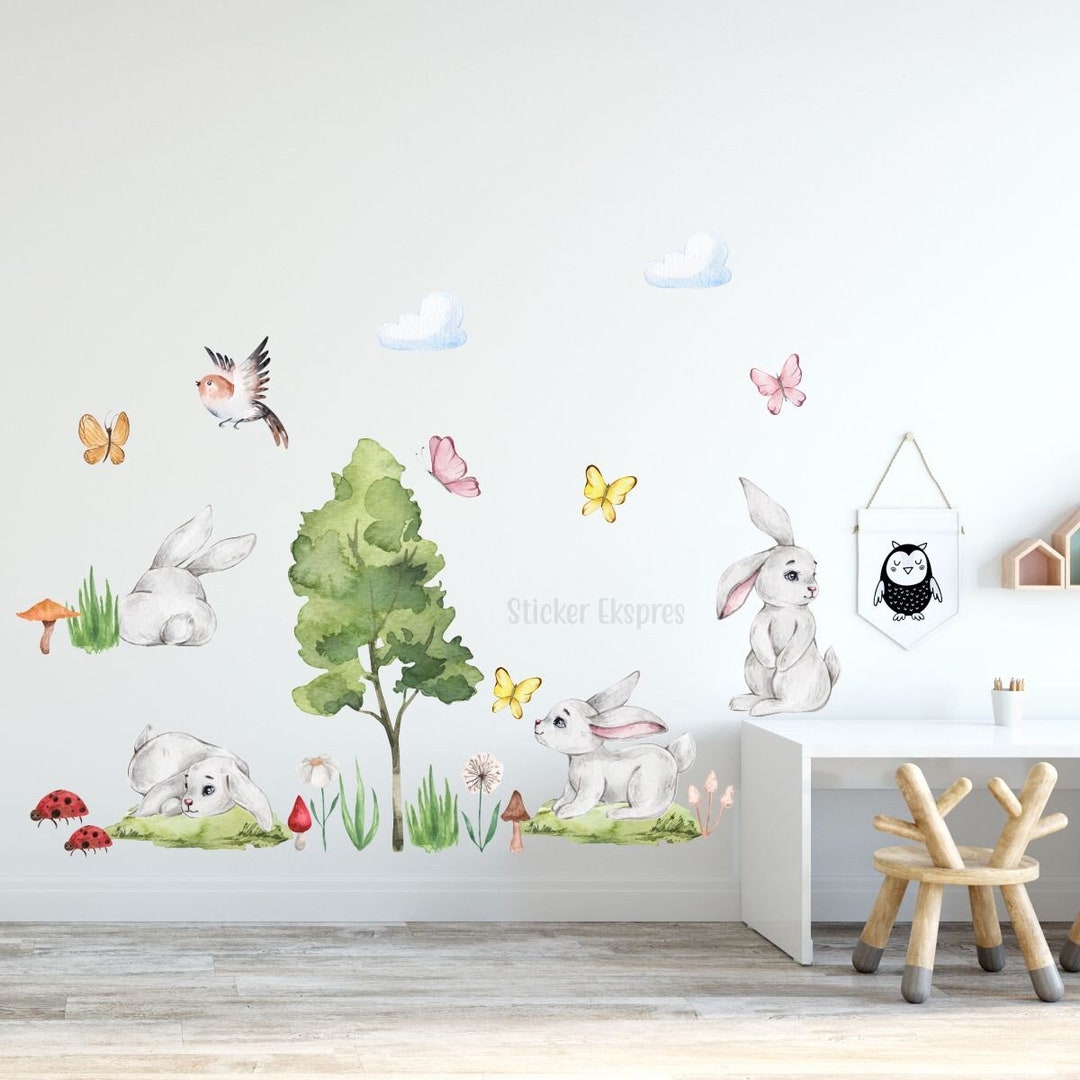 Rabbit Friends in the Forest Wall Decal Baby Room Wall Decor Nursery ...