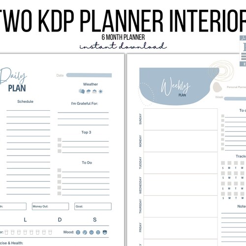Two Approved KDP Planner Templates 6 Month Planner Templates - Etsy